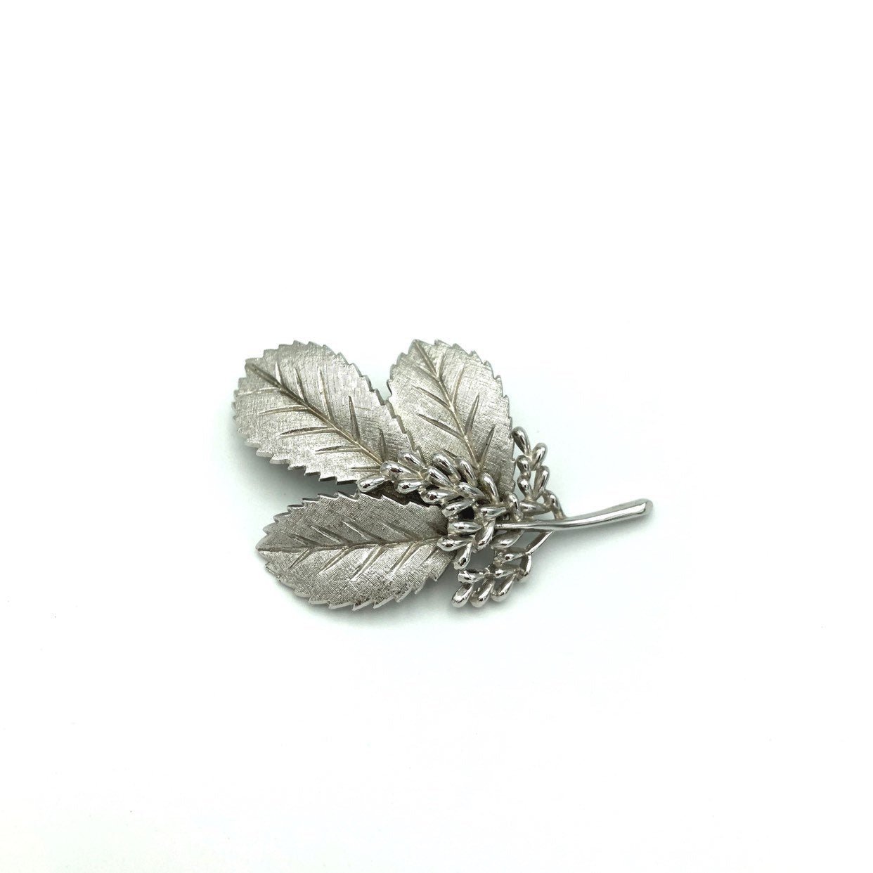 Vintage Silver Crown Trifari Holly Leaf Brooch