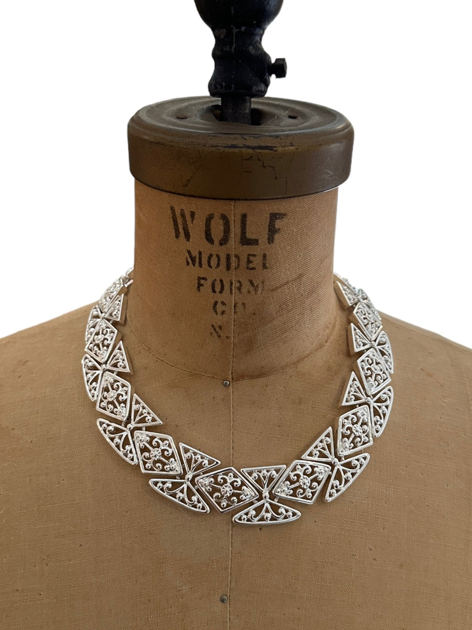 Napier Silver Floral Collar Necklace – Vintage Filigree Statement ...