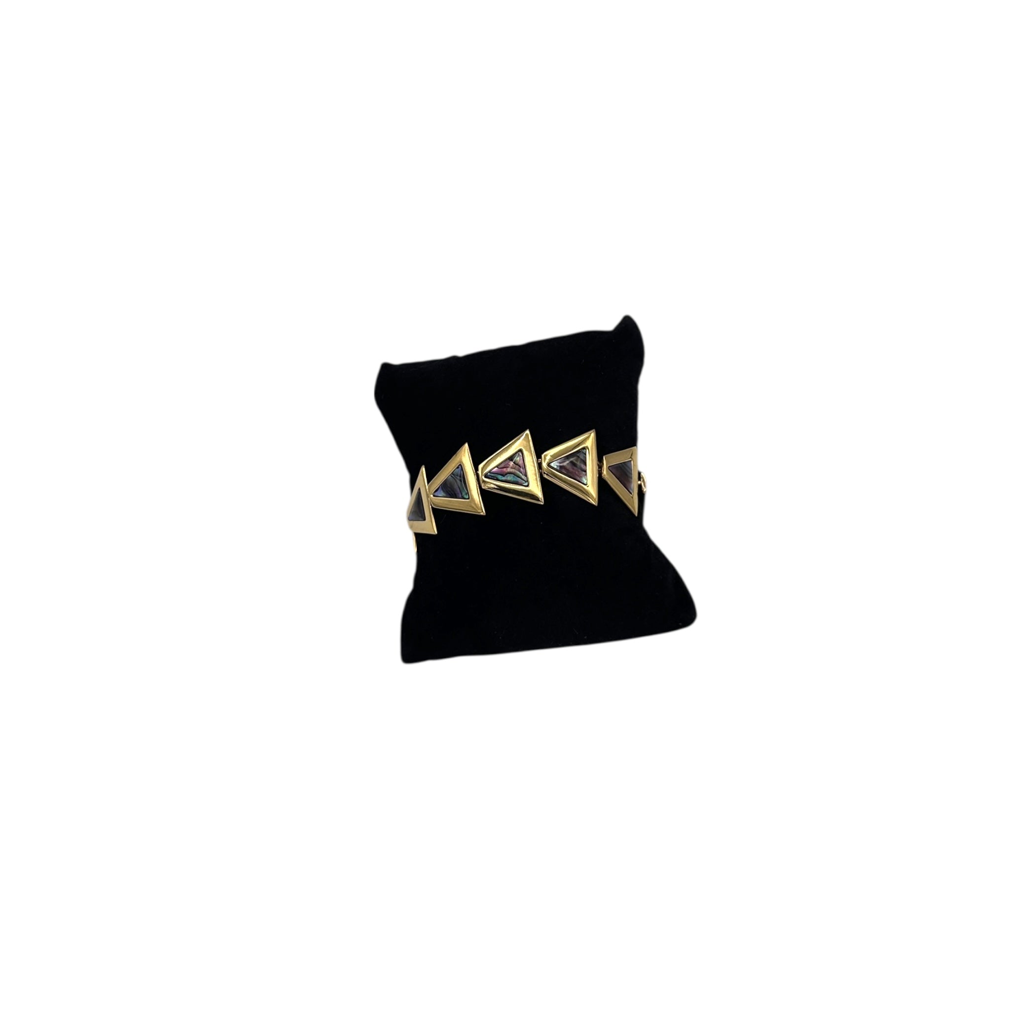 Butler Gold Abalone Geometric Triangle Link Bracelet Vintage Jewelry ...