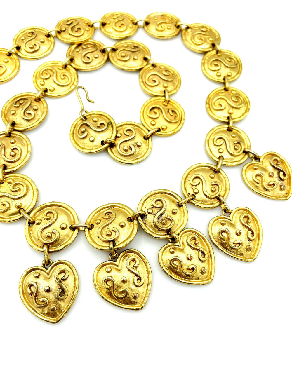 Edouard Rambaud Gold Heart Charm Chain Vintage Etruscan Statement Belt ...