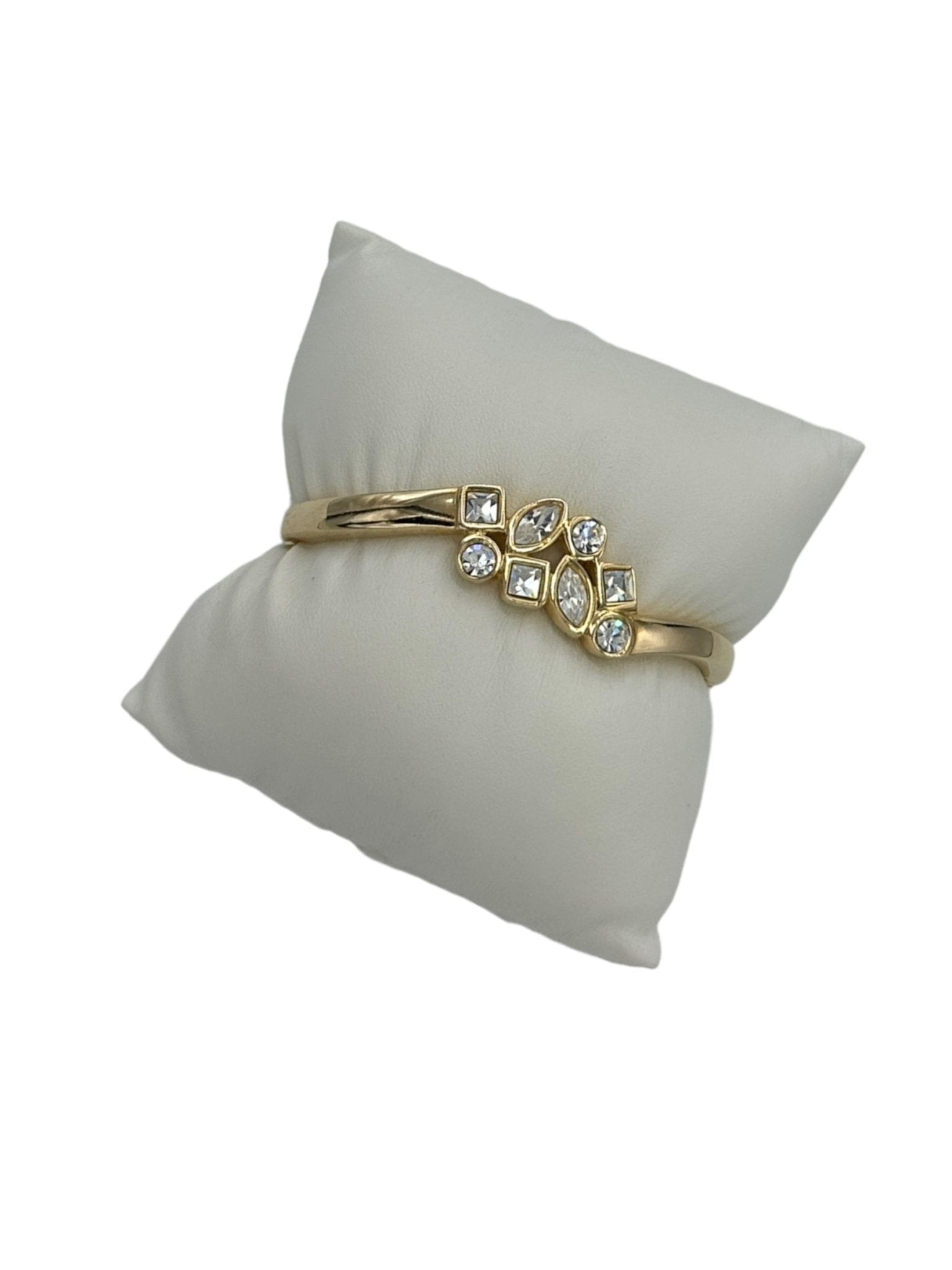 Gold Swarovski SAL White Geometric Rhinestone Crystal Hinged Bangle ...