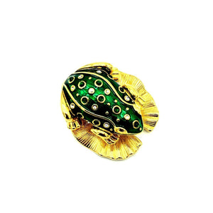 Kenneth Jay Lane Green Enamel Frog Brooch & Trinket Box - 24 Wishes ...