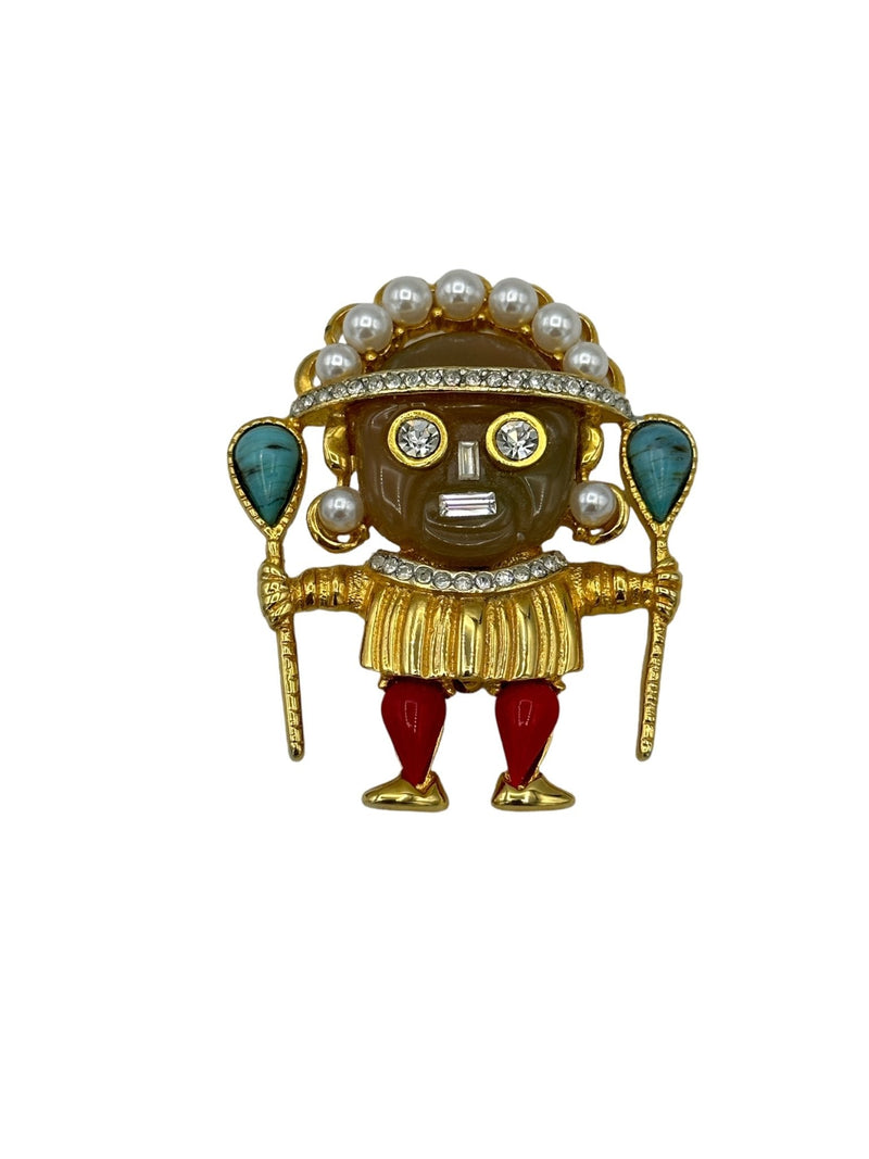 Kenneth Jay Lane KJL Aztec Medicine Man Brooch – 24 Wishes Vintage Jewelry
